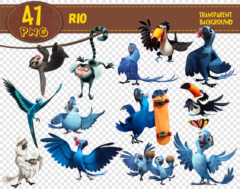 Rio Clipart Rio Characters Rio Png Printable Digital | Etsy