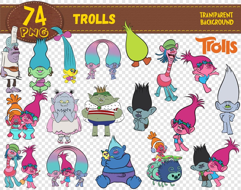 Trolls Clipart Trolls characters Trolls png printable | Etsy