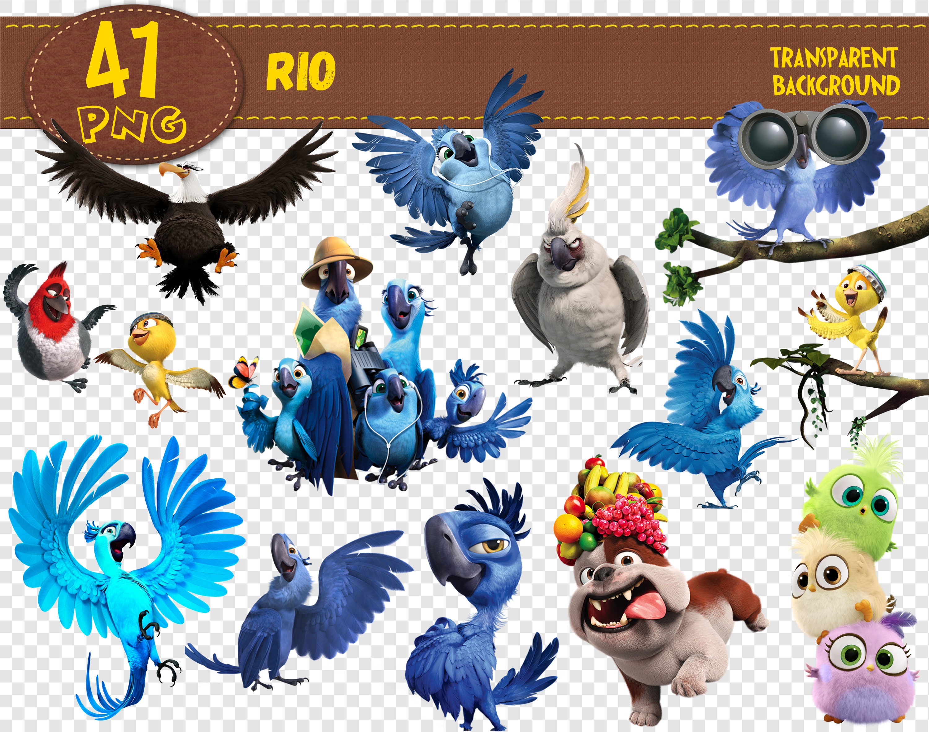 Rio clipart Rio characters Rio PNG afdrukbare digitale | Etsy
