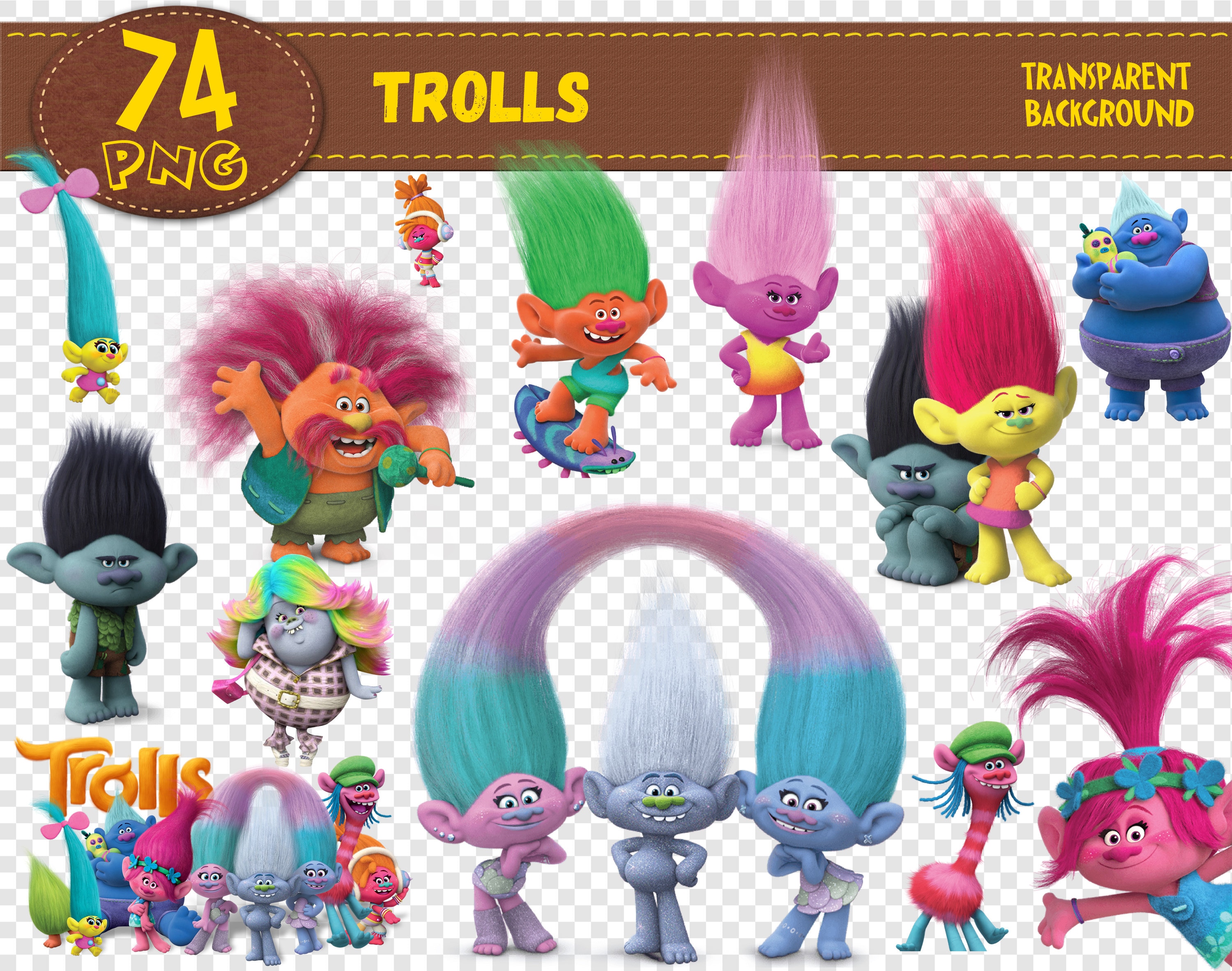 Trolls Clipart Trolls characters Trolls png printable | Etsy