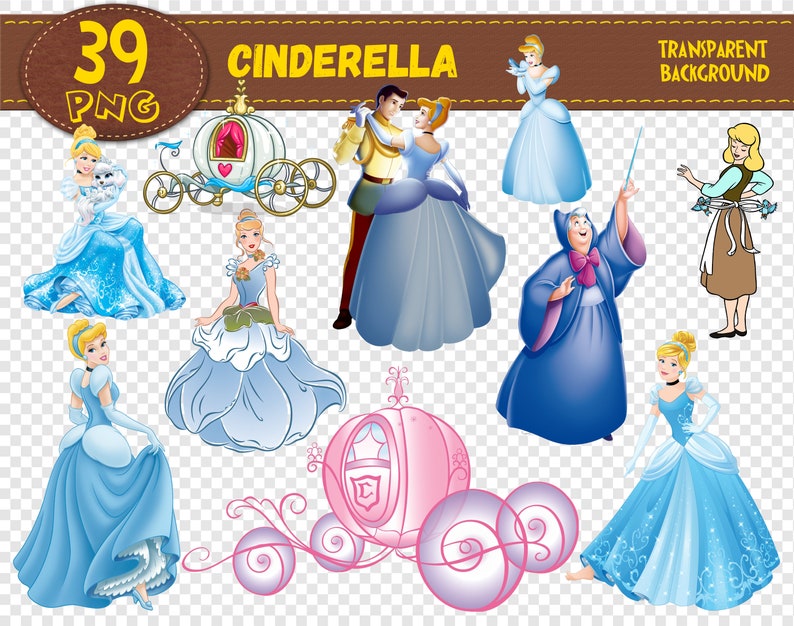 Cinderella Clipart Cinderella characters Cinderella png | Etsy