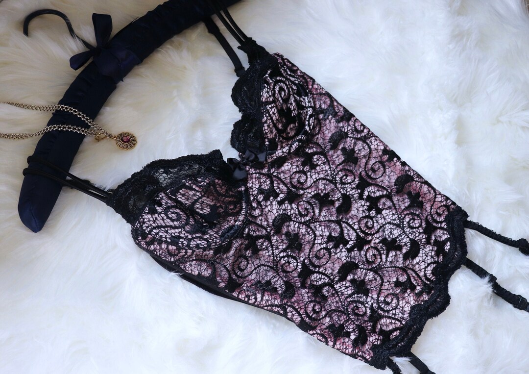 Vintage Victoria Secret Corset Bustier - 1970s to 1980s - Black ...