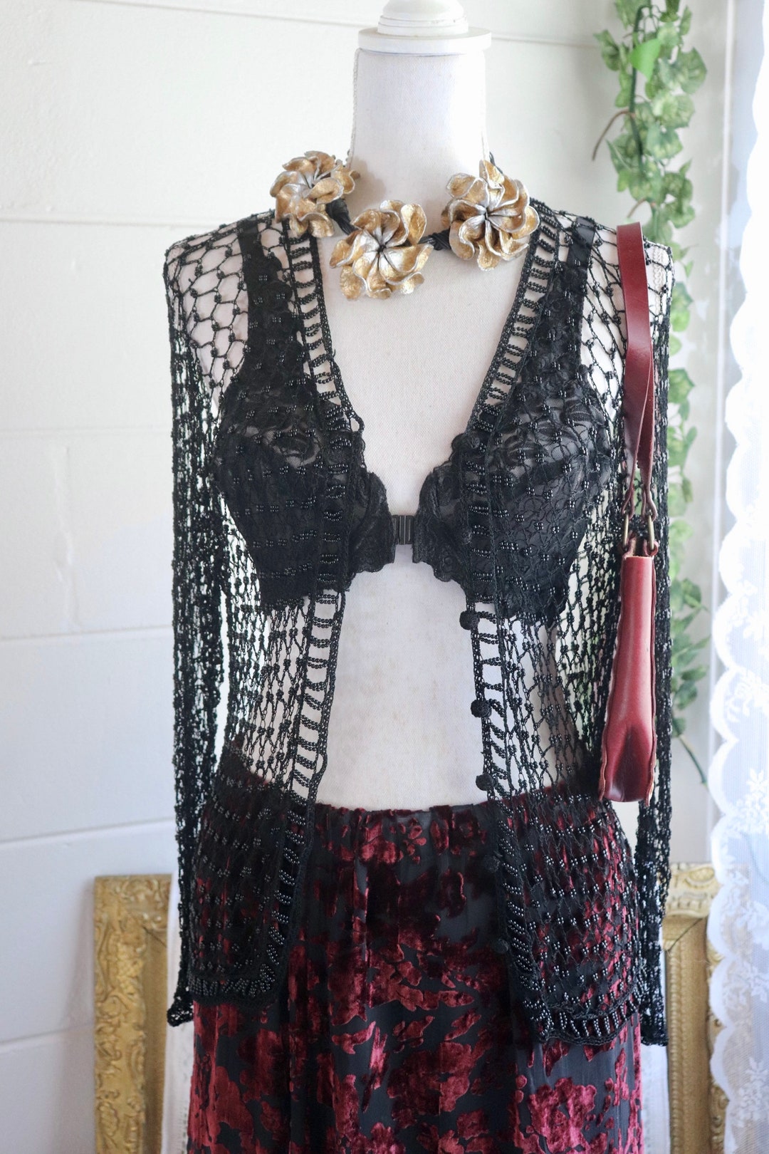 Vintage Black Lace Bra 1970s to 1980s Lingerie Top Bralette Romantic ...