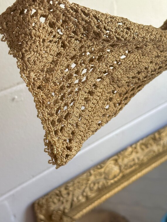 Vintage Crochet Top - 1990s to Y2K - Gold Open Knit S… - Gem