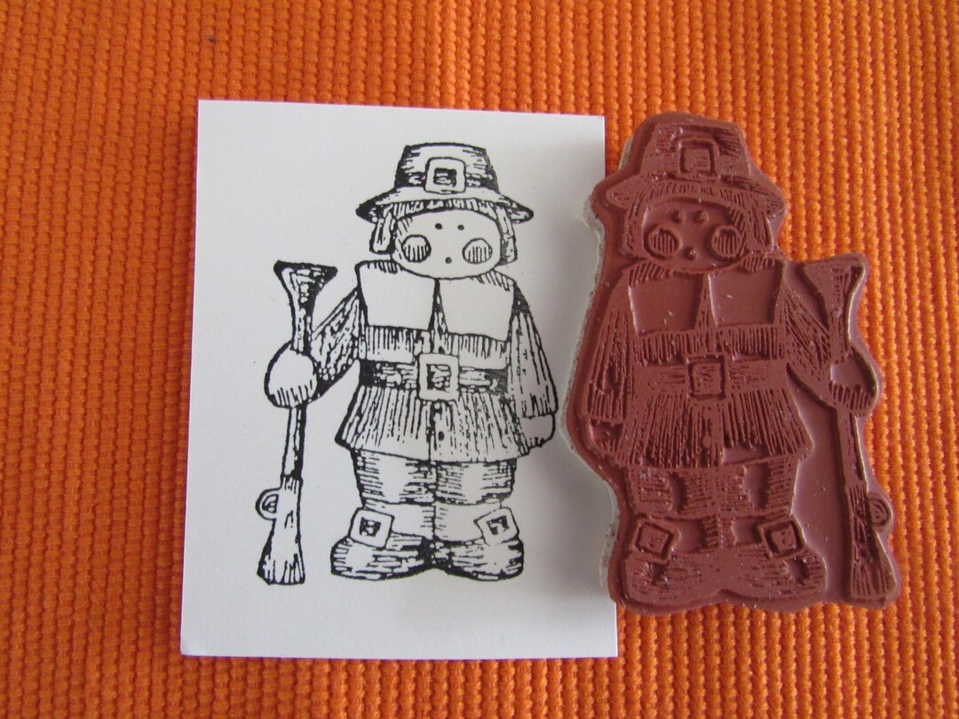 Pilgrim Boy Rubber Stamp - Etsy