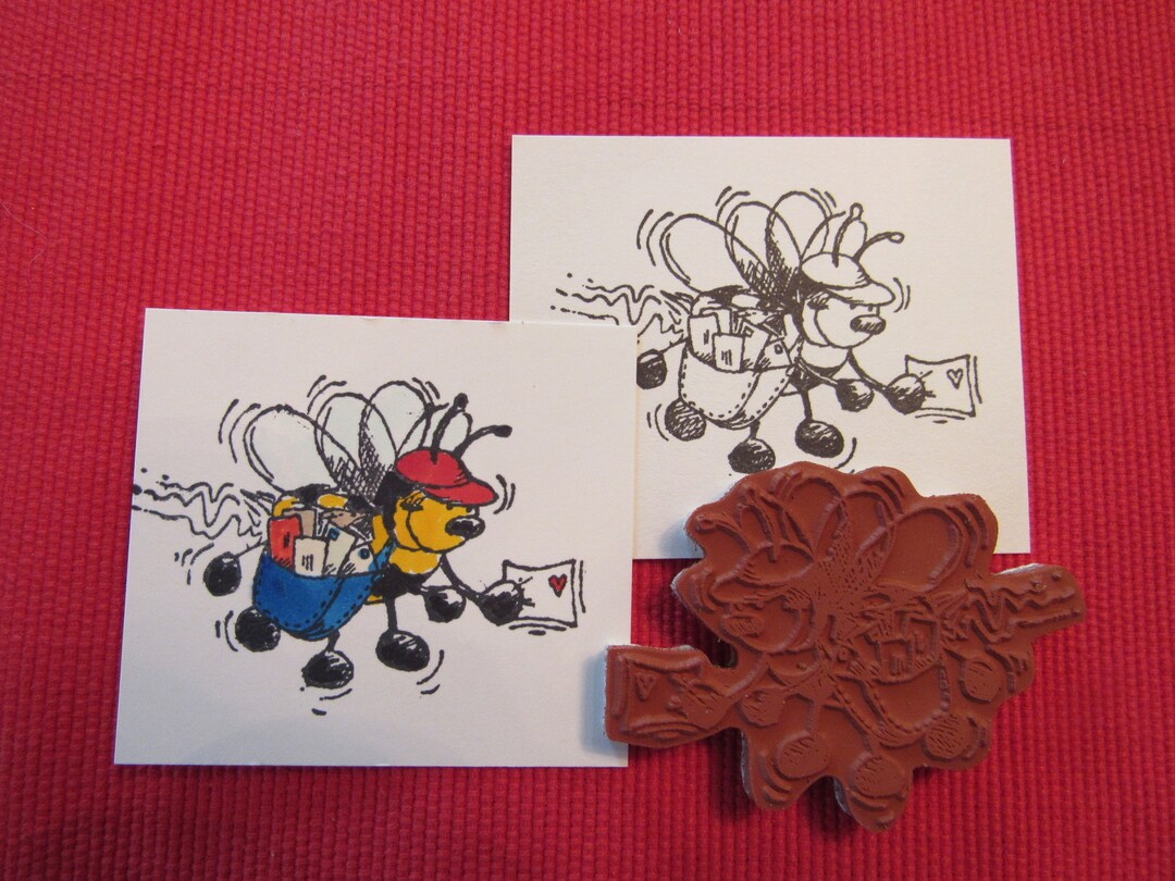 Bee Mail Man Rubber Stamp - Etsy