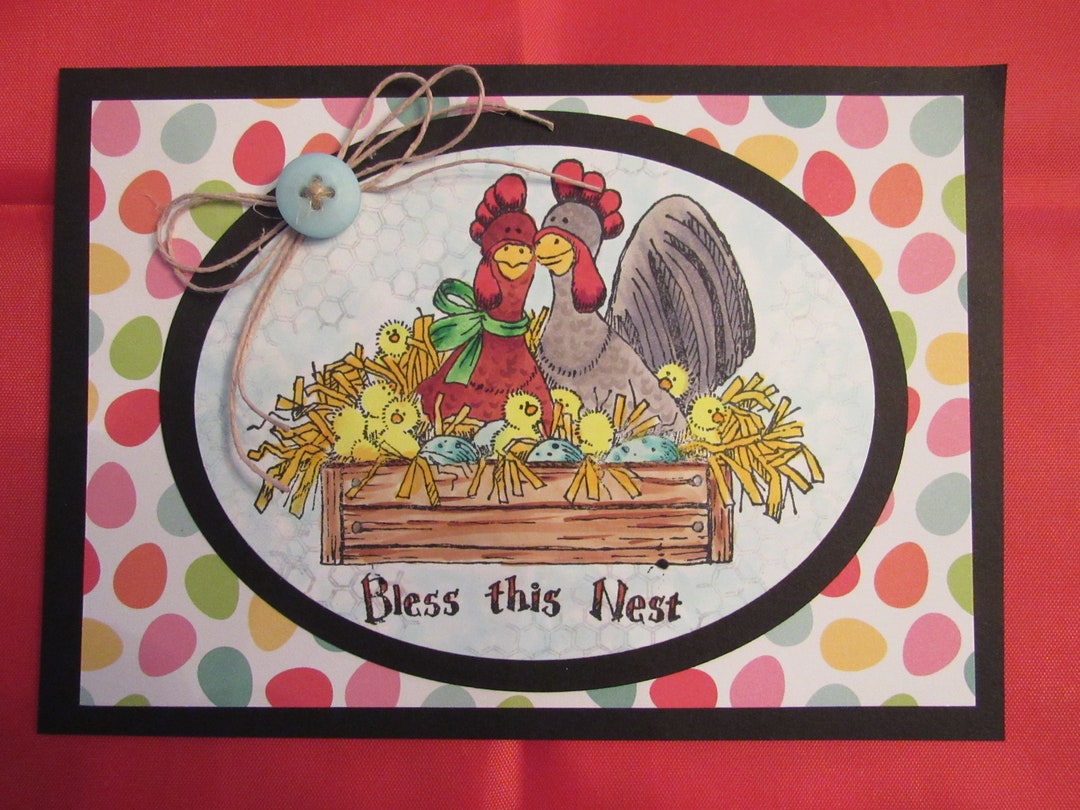 Bless This Nest Chickens and Chicks Rubber Stamp - Etsy