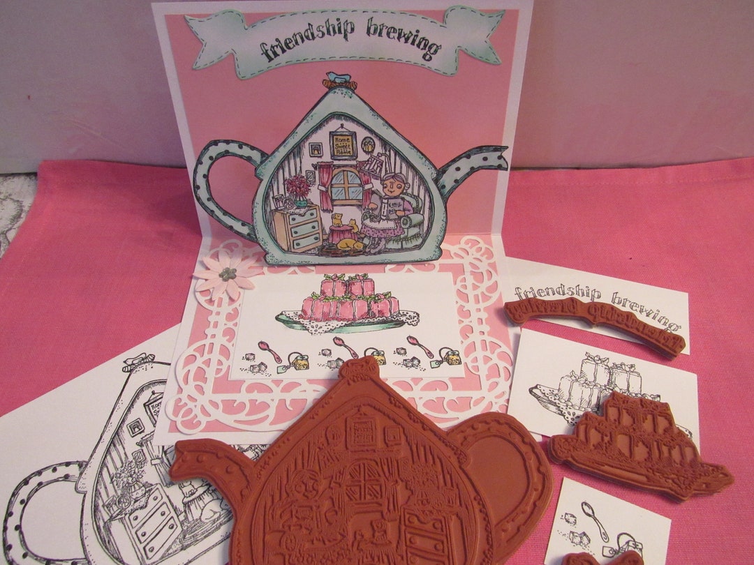 Teapot Inside Rubber Stamp - Etsy