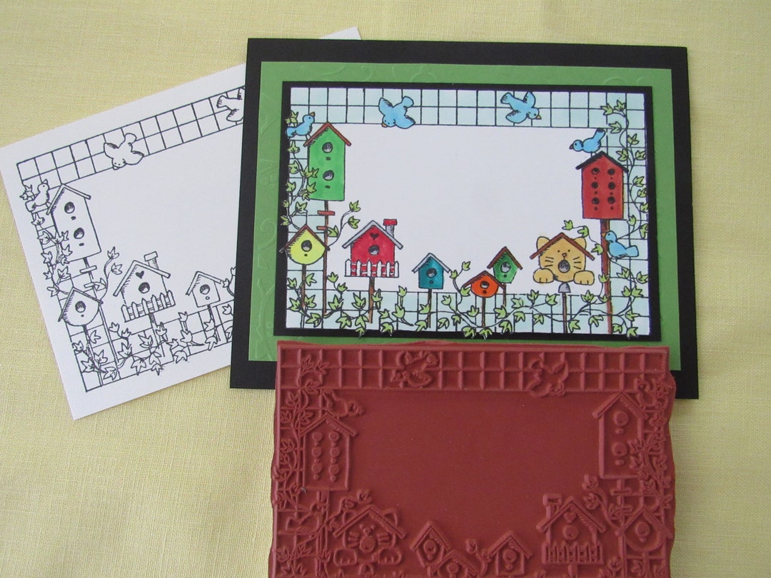 Framed Birdhouses Rubber Stamp - Etsy