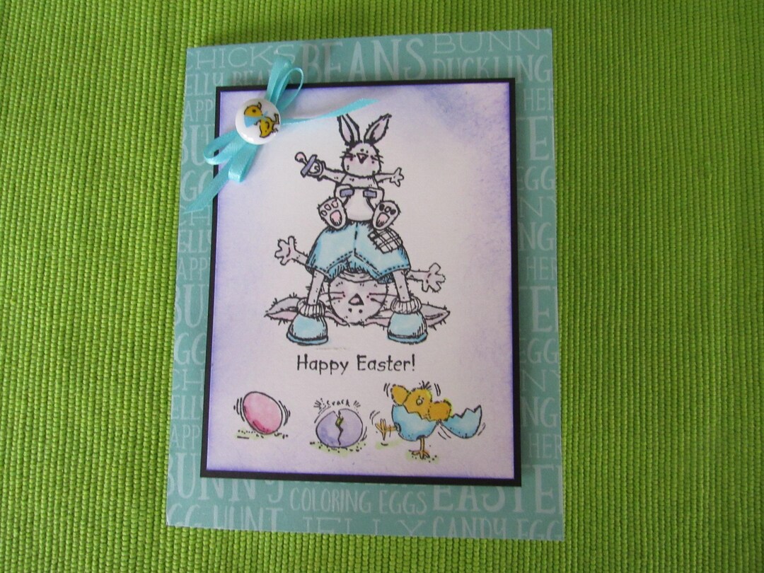 Acrobat Bunnies With Chick 'n Egg Border Rubber Stamp - Etsy
