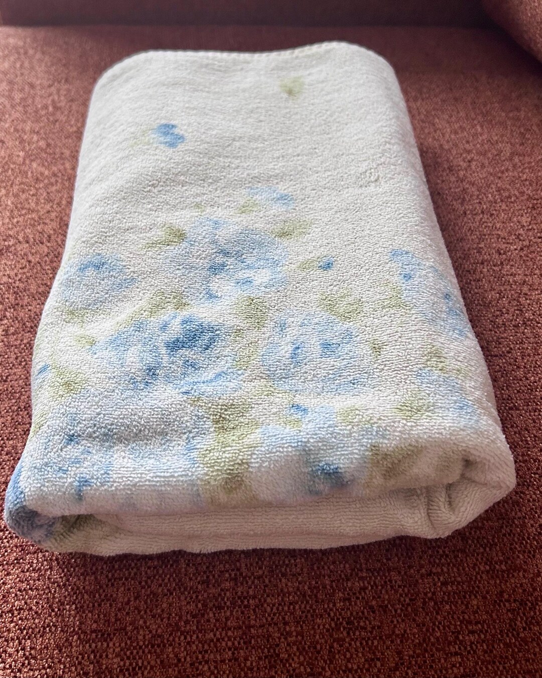 Vintage Terrisol Made in Brazil by Karsten Cotton Ivory and Blue Floral ...