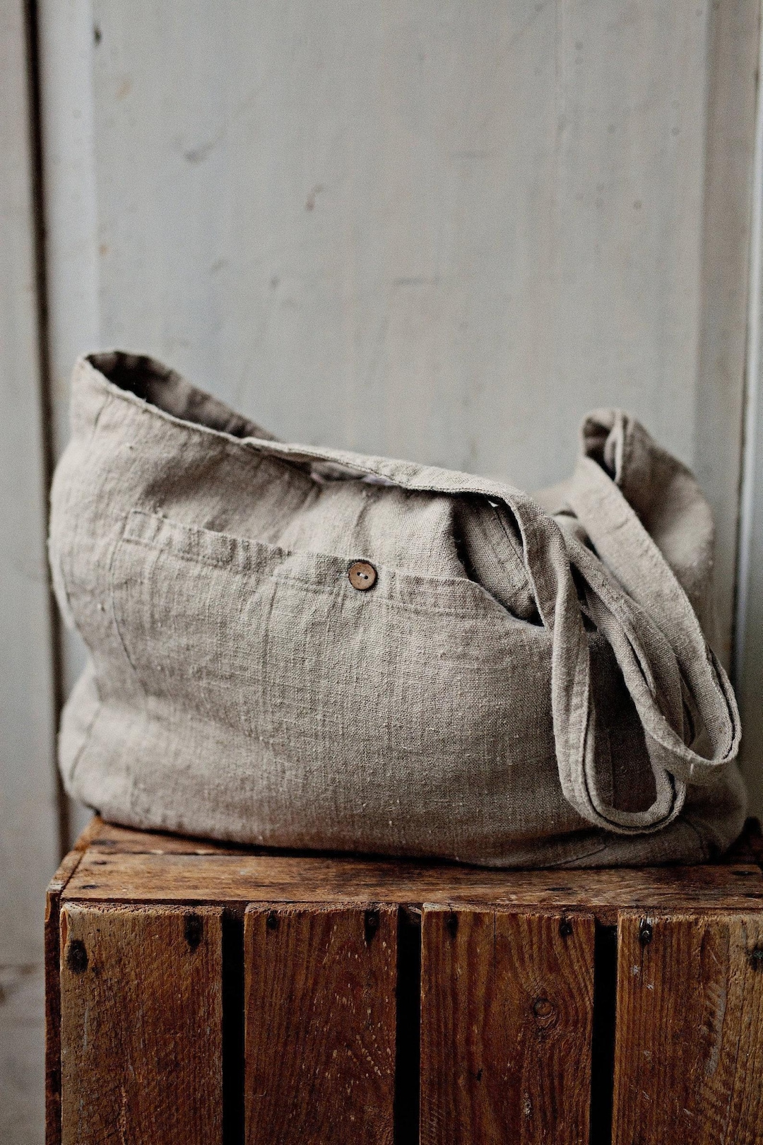 Natural Linen Tote Bag: Reversible French Market Bag - Etsy
