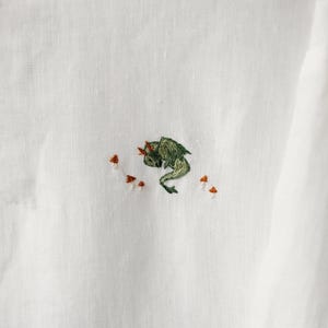 Embroidered White Linen Shirt: Long Sleeve V Neck Kids Unisex Top - Etsy