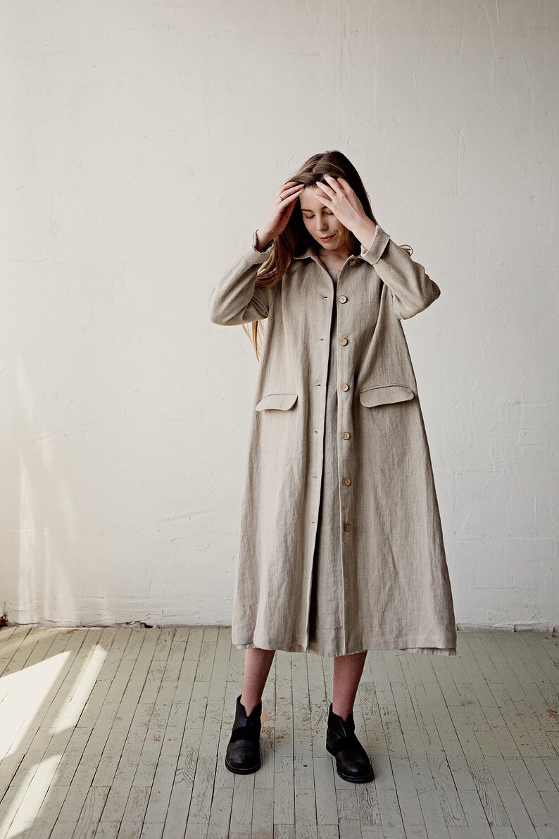 Natural Classic Linen Coat Linen Coat for Women Hand | Etsy