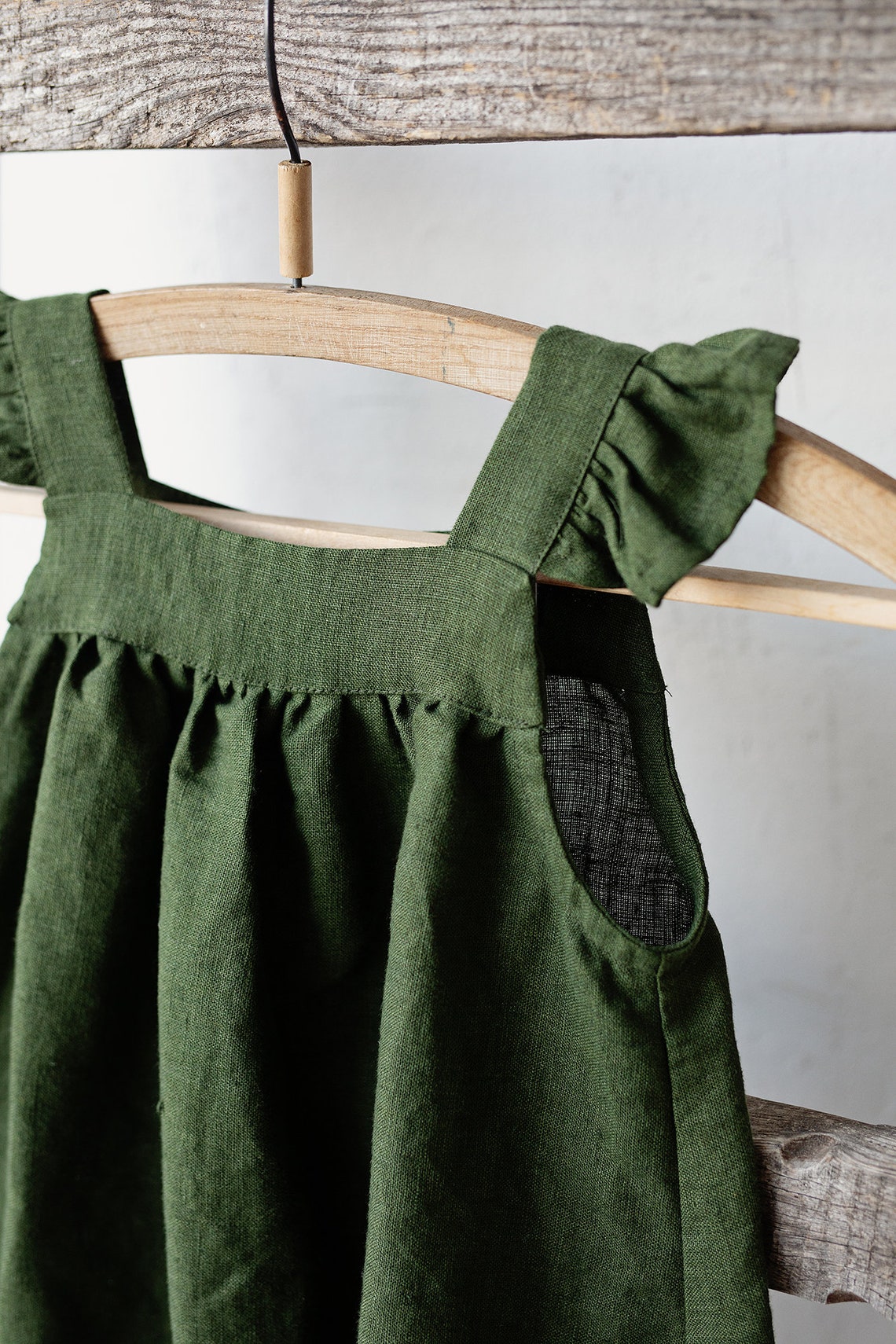Forest Green Pinafore Dress Linen Pinafore Dress Different | Etsy