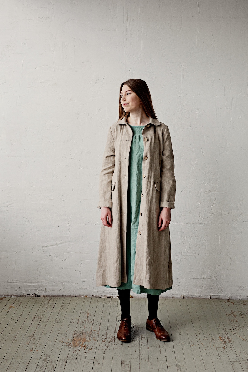 Natural Classic Linen Coat Linen Coat for Women Hand | Etsy