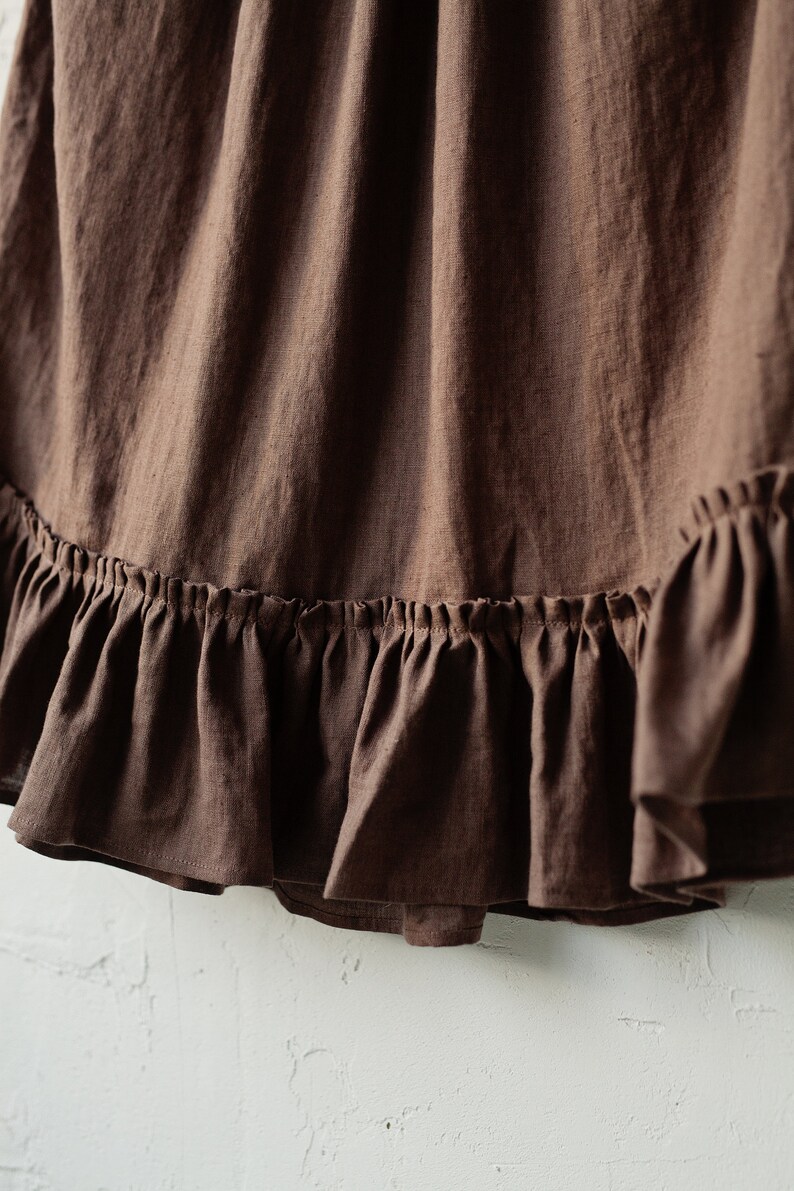Cacao Victorian Skirt Ruffle Linen Skirt Victorian Style | Etsy