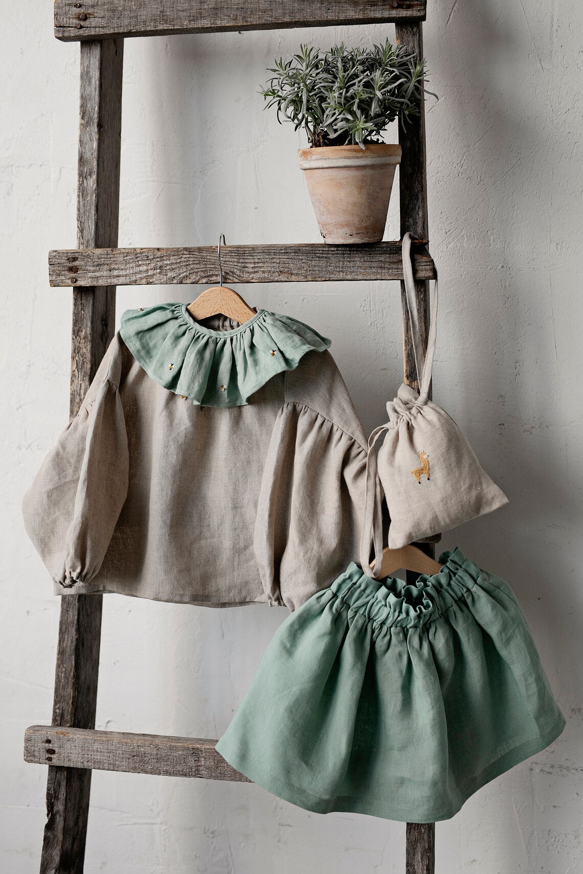 Mint Ruffle Linen Collar Linen Collar for Kids Bee - Etsy