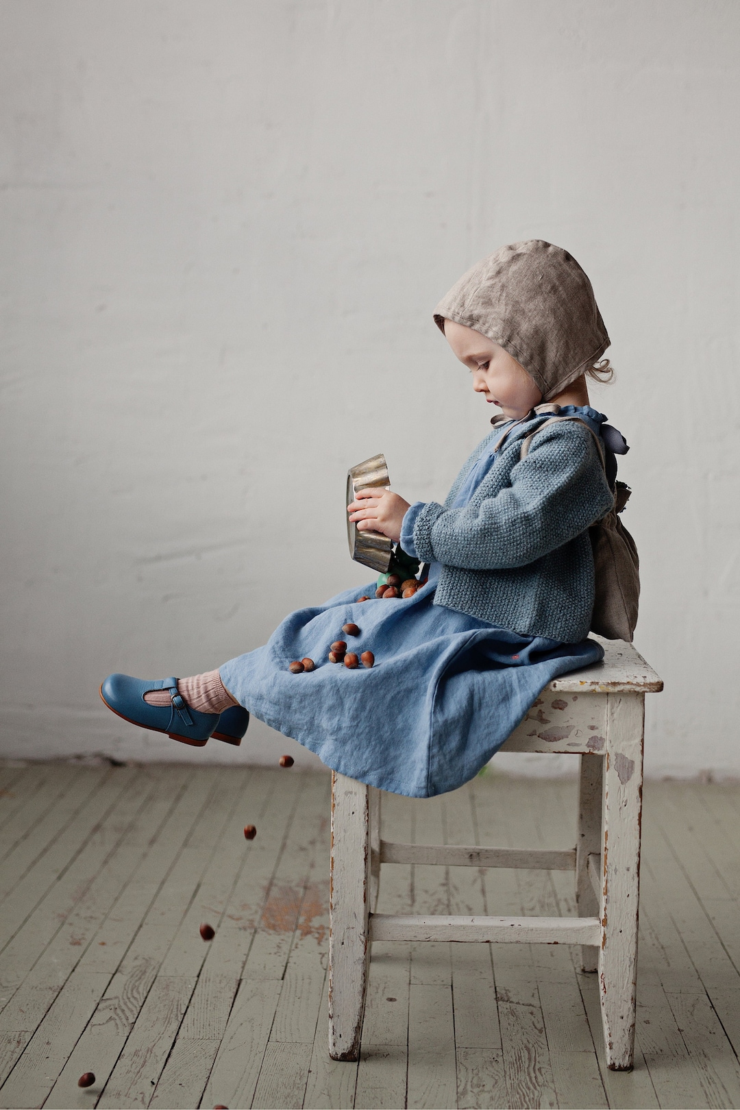 Natural Classic Bonnet, Kids Linen Bonnet, Different Embroideries ...