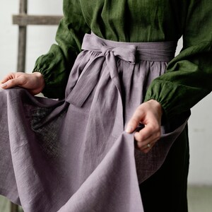 Mauve Apple Apron, Cottagecore Apron, Linen Skirt, Cooking Apron Skirt ...