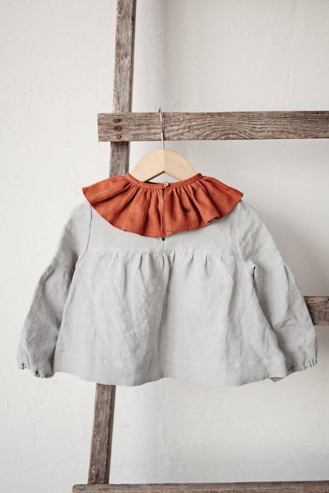 Rust Ruffle Linen Collar Linen Collar for Kids Branch - Etsy