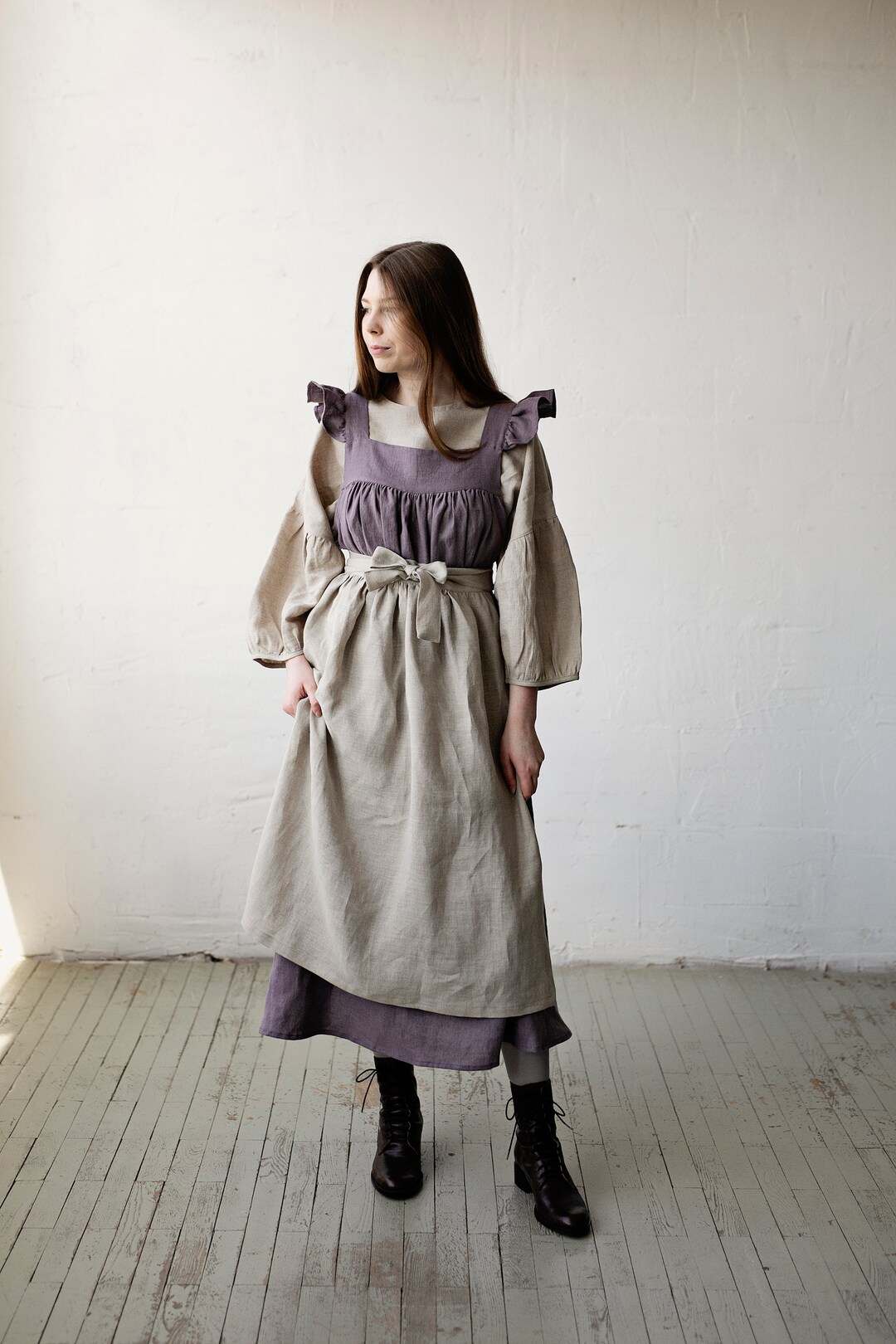 Natural Apple Apron, Cottagecore Apron, Linen Skirt, Cooking Apron ...