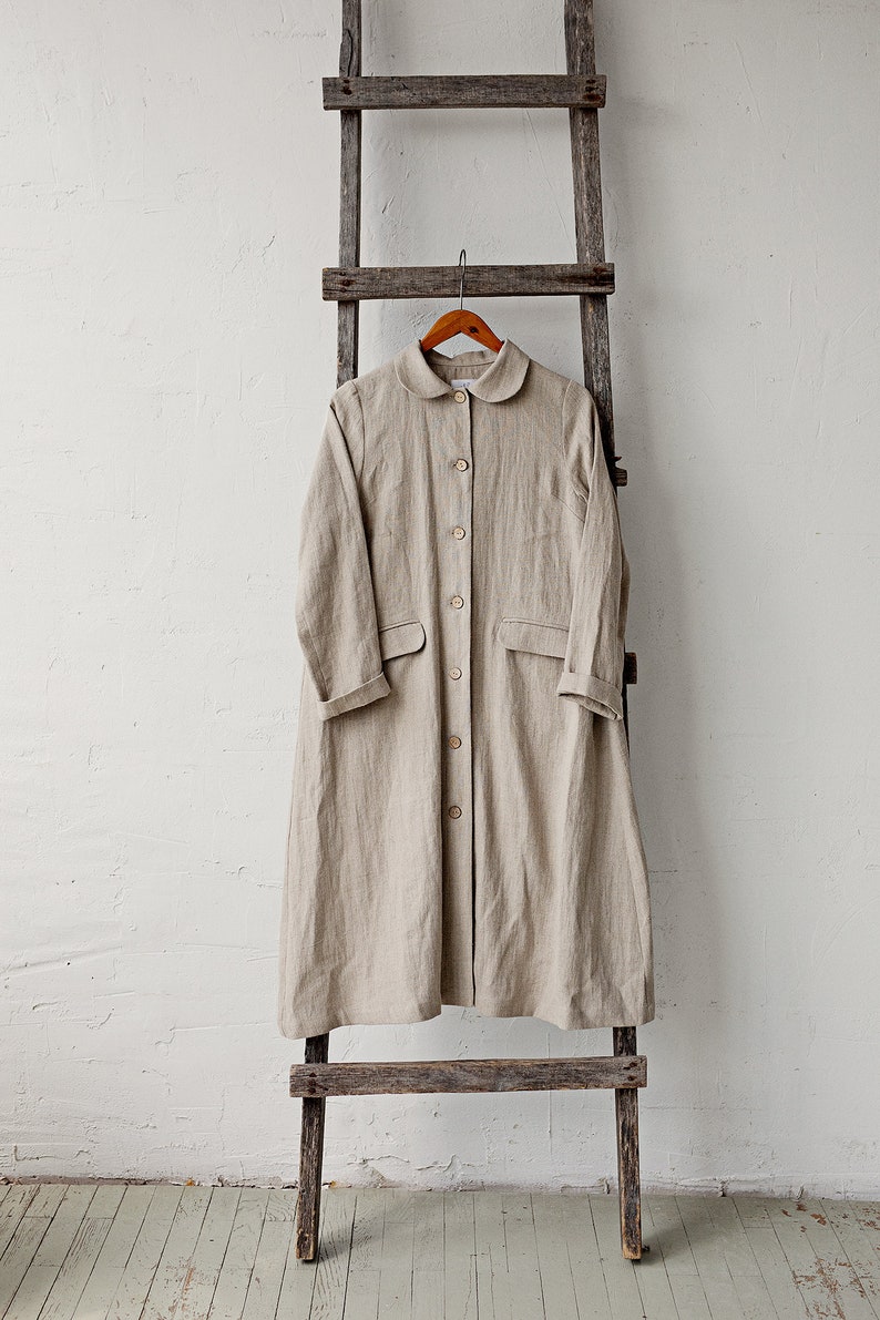 Natural Classic Linen Coat Linen Coat for Women Hand | Etsy