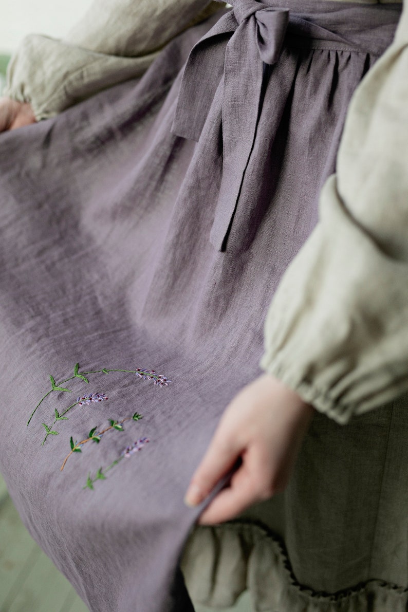 Mauve Apple Apron Cottagecore Apron Linen Skirt Cooking - Etsy