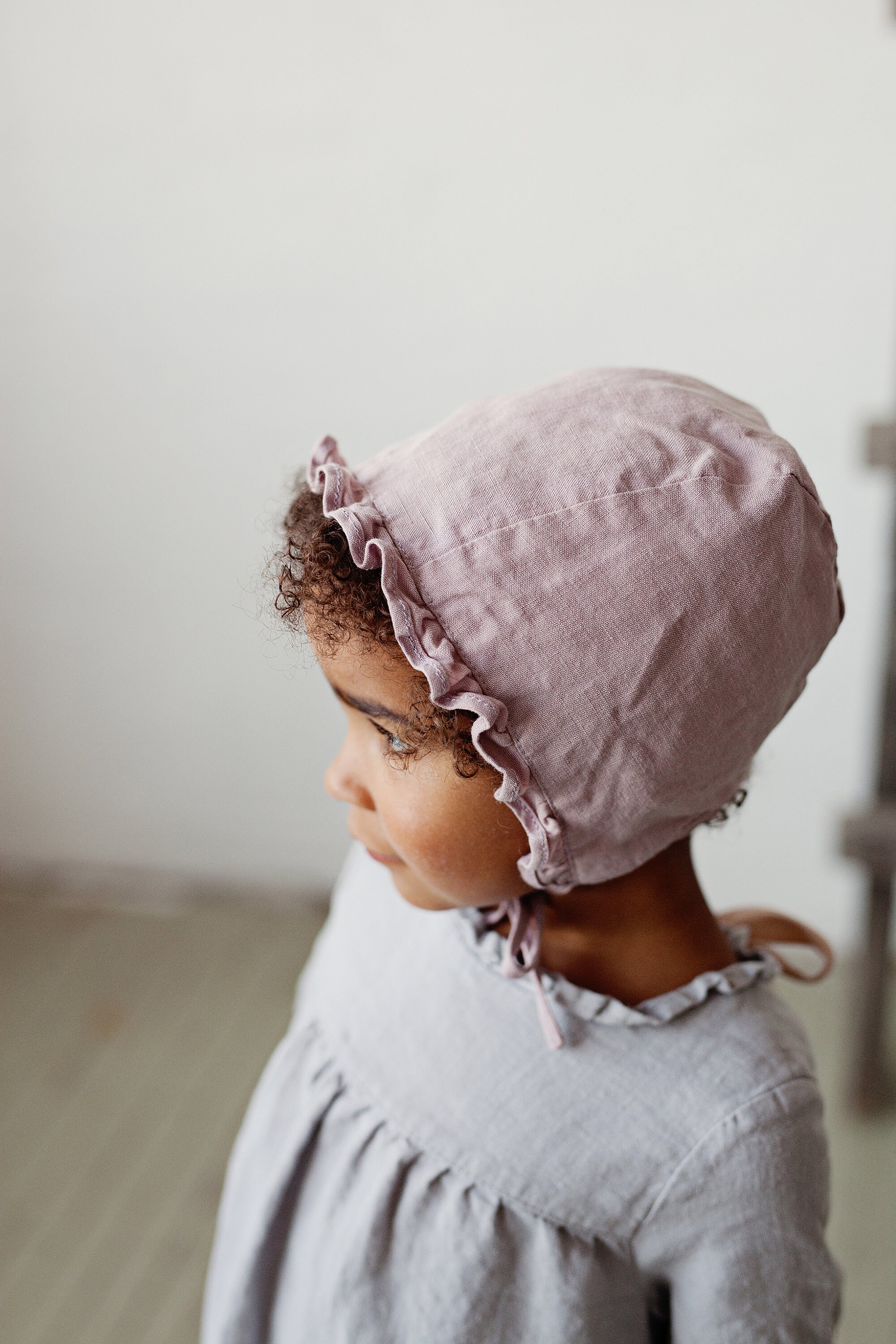 Baby Pink Ruffle Bonnet Linen Bonnet Linen Hat for Girls - Etsy