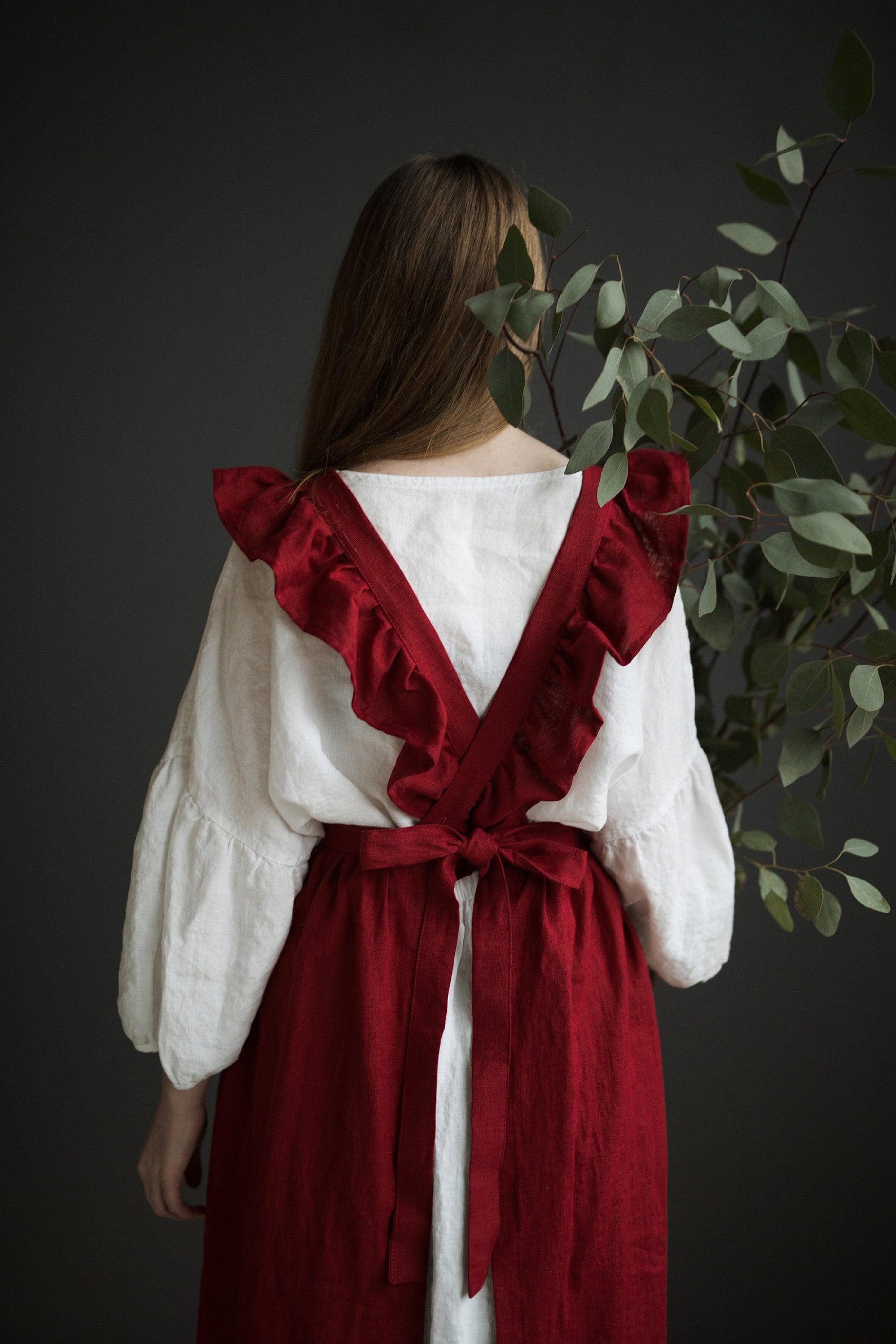 Cherry Long Vintage Apron Linen Pinafore With Wings Linen - Etsy UK