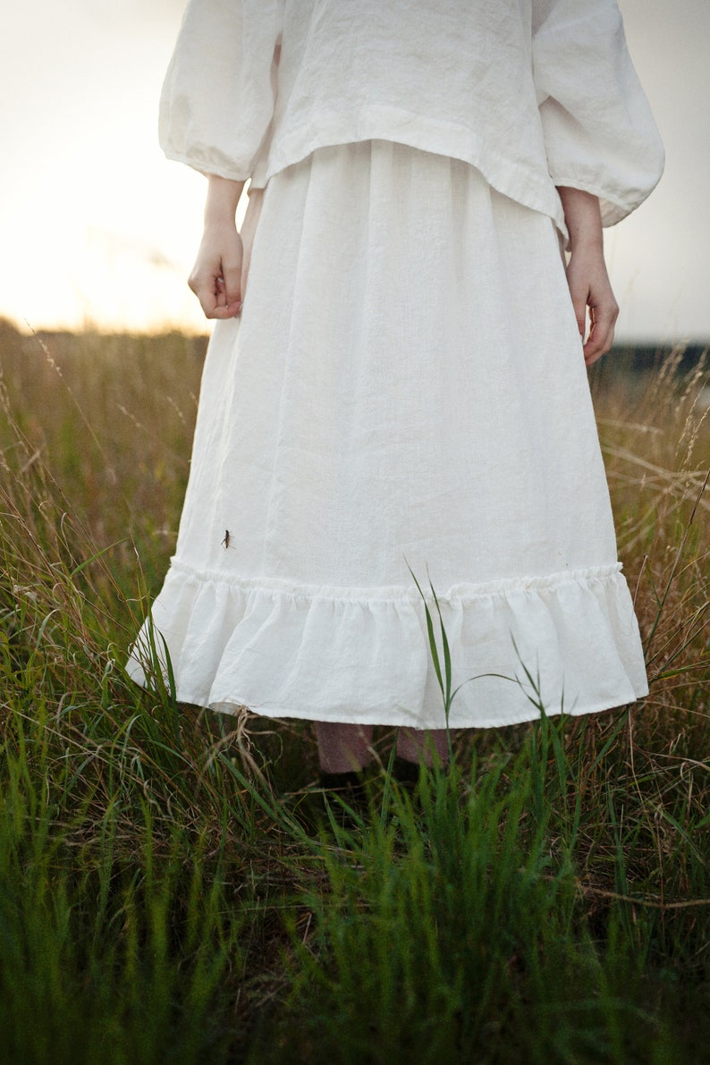 White Victorian Skirt Ruffle Linen Skirt Victorian Style - Etsy