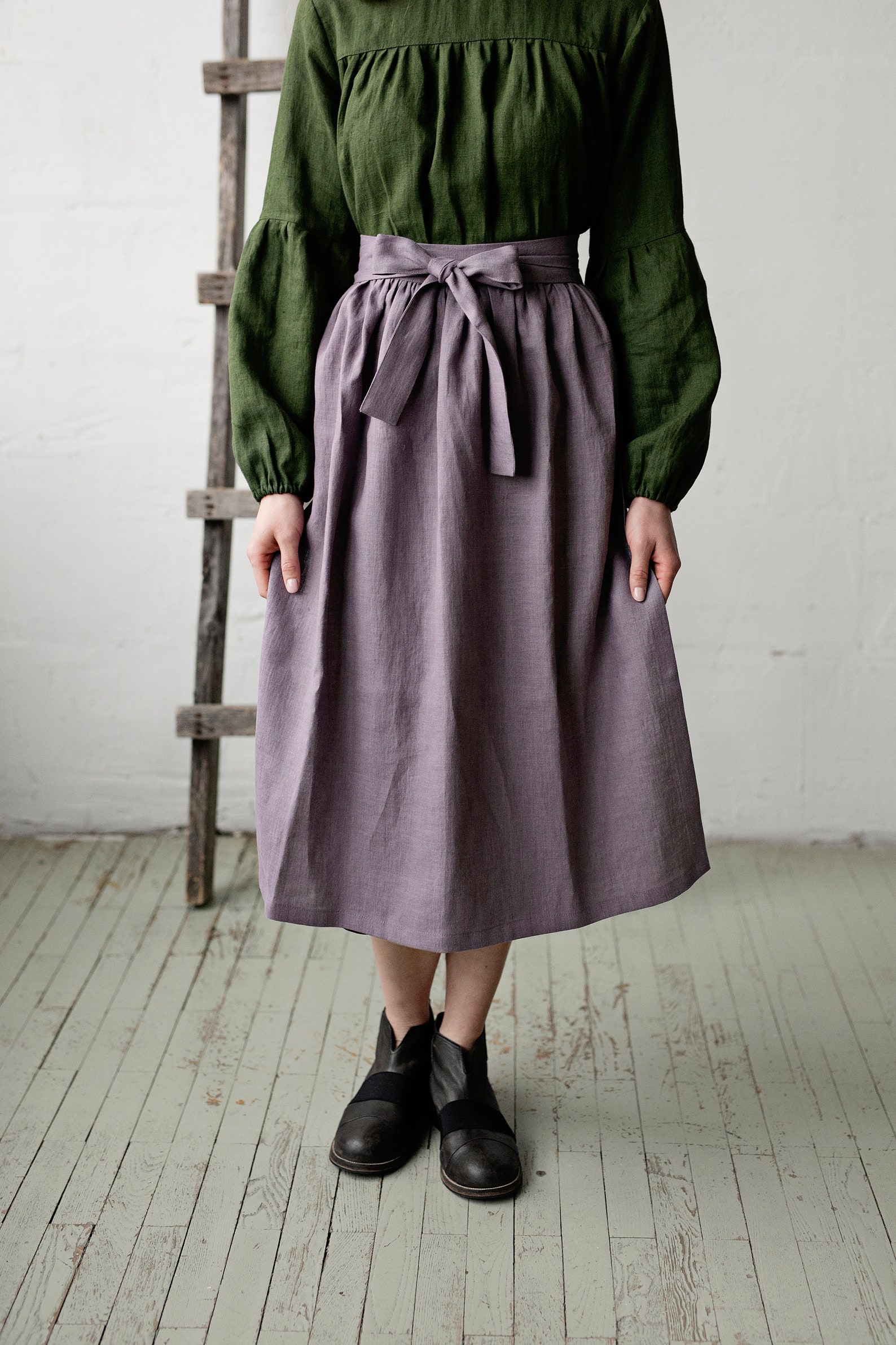 Mauve Apple Apron Cottagecore Apron Linen Skirt Cooking - Etsy