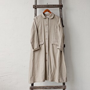 Natural Classic Linen Coat, Linen Coat for Women, Hand Embroidery, A ...
