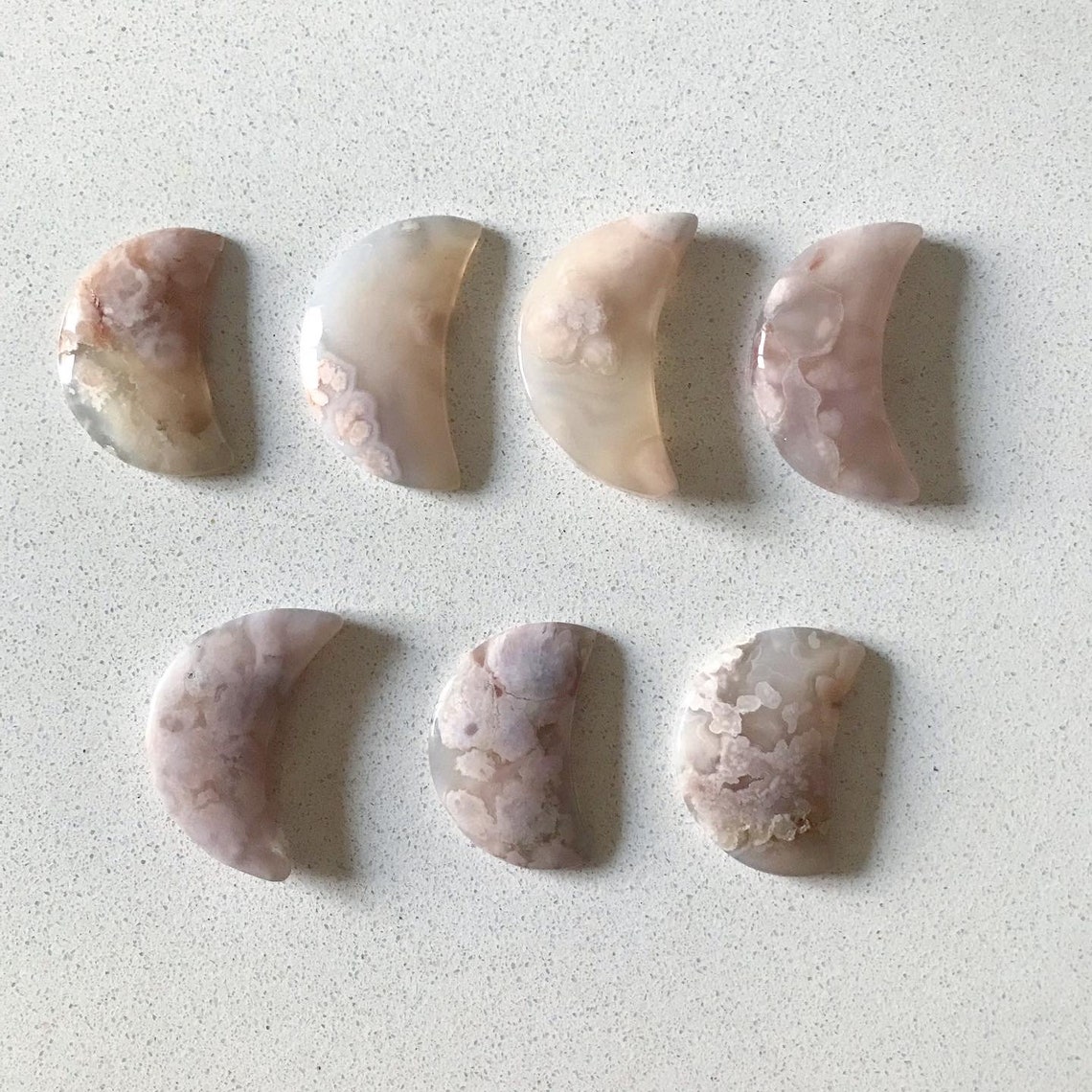 Moon Shaped Flower Agate “cherry Blossom” - S, M, L Sizes - Etsy