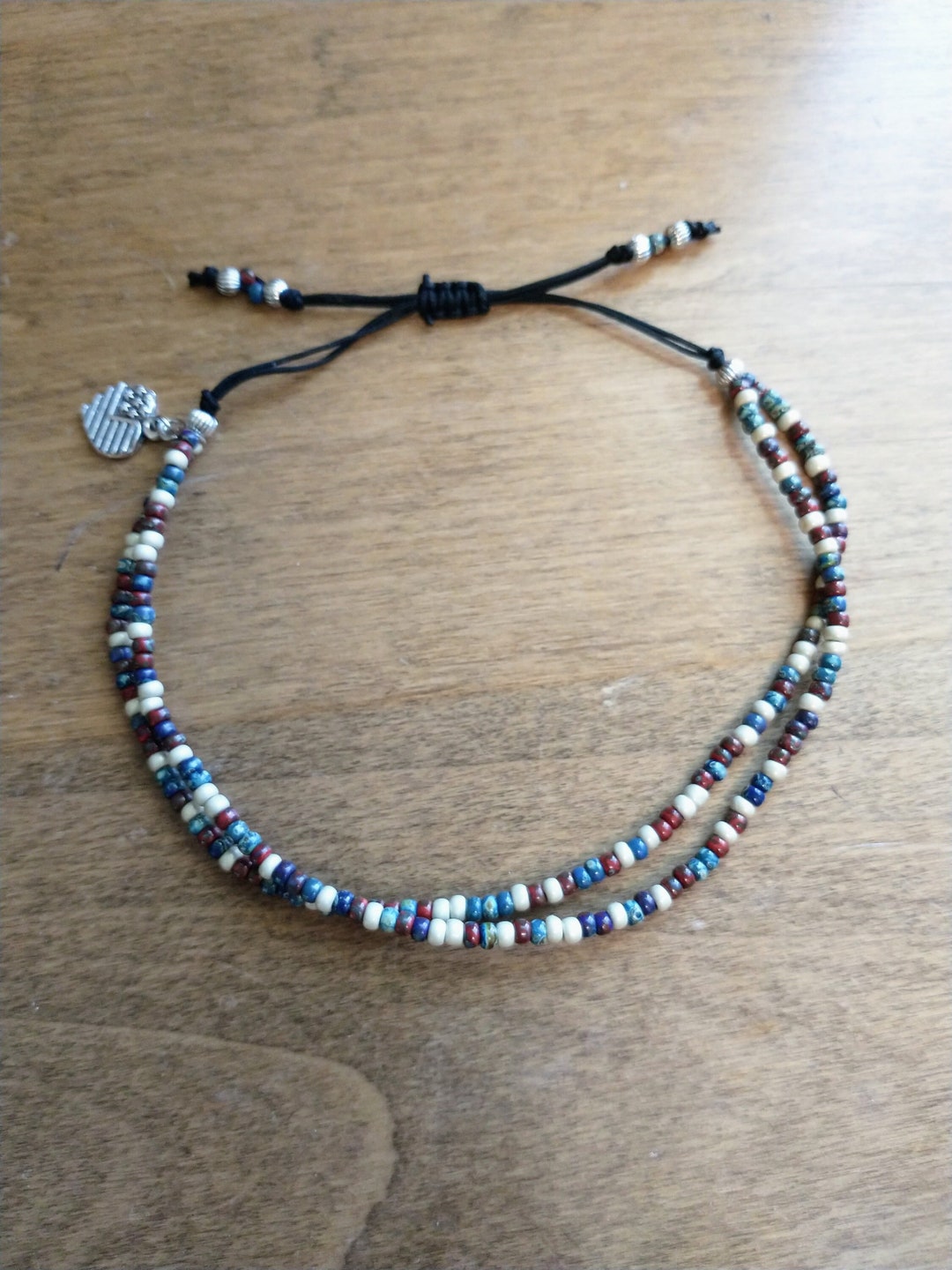 4th of July Boho Ankle Bracelet, Patriotic Adjustable Beaded Anklet ...