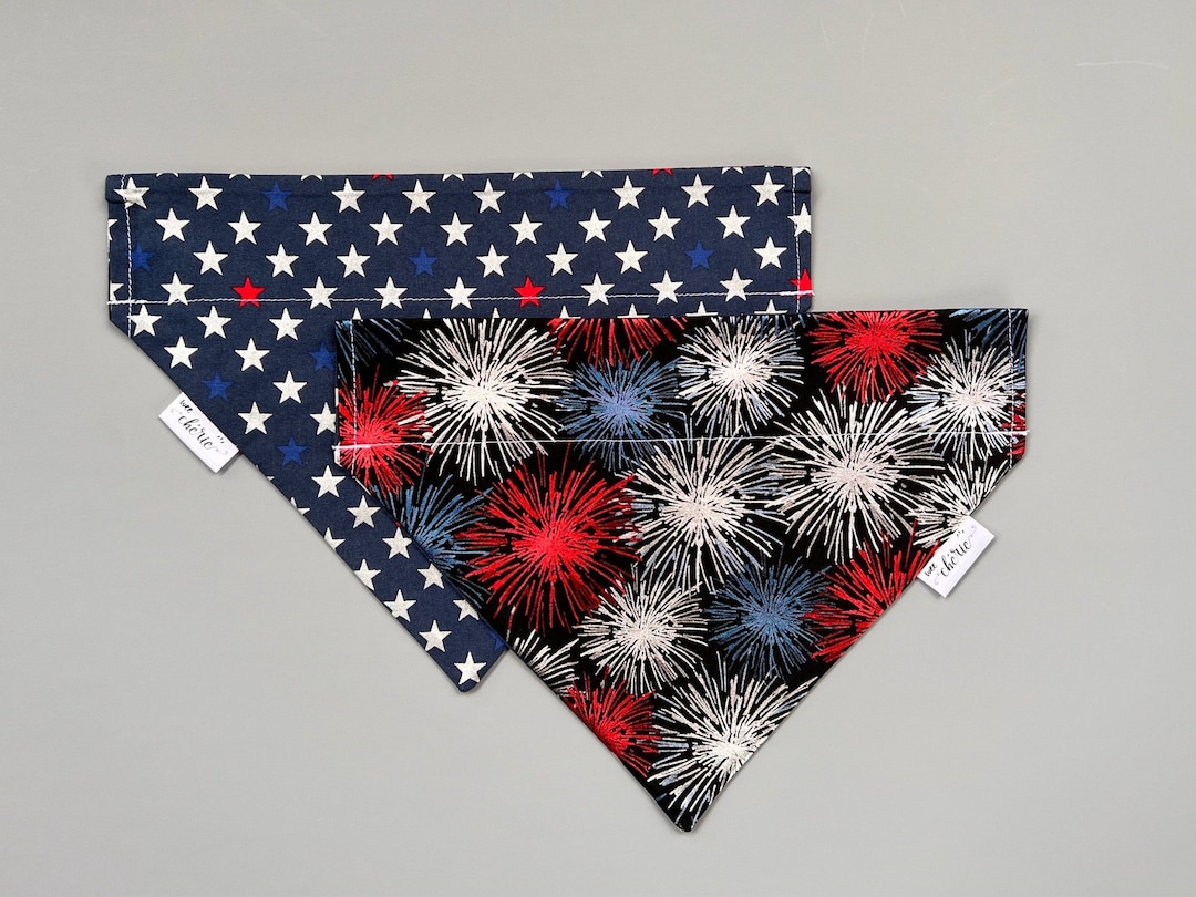 Patriotic Dog Bandana, Personalized Dog Bandana, Over the Collar ...
