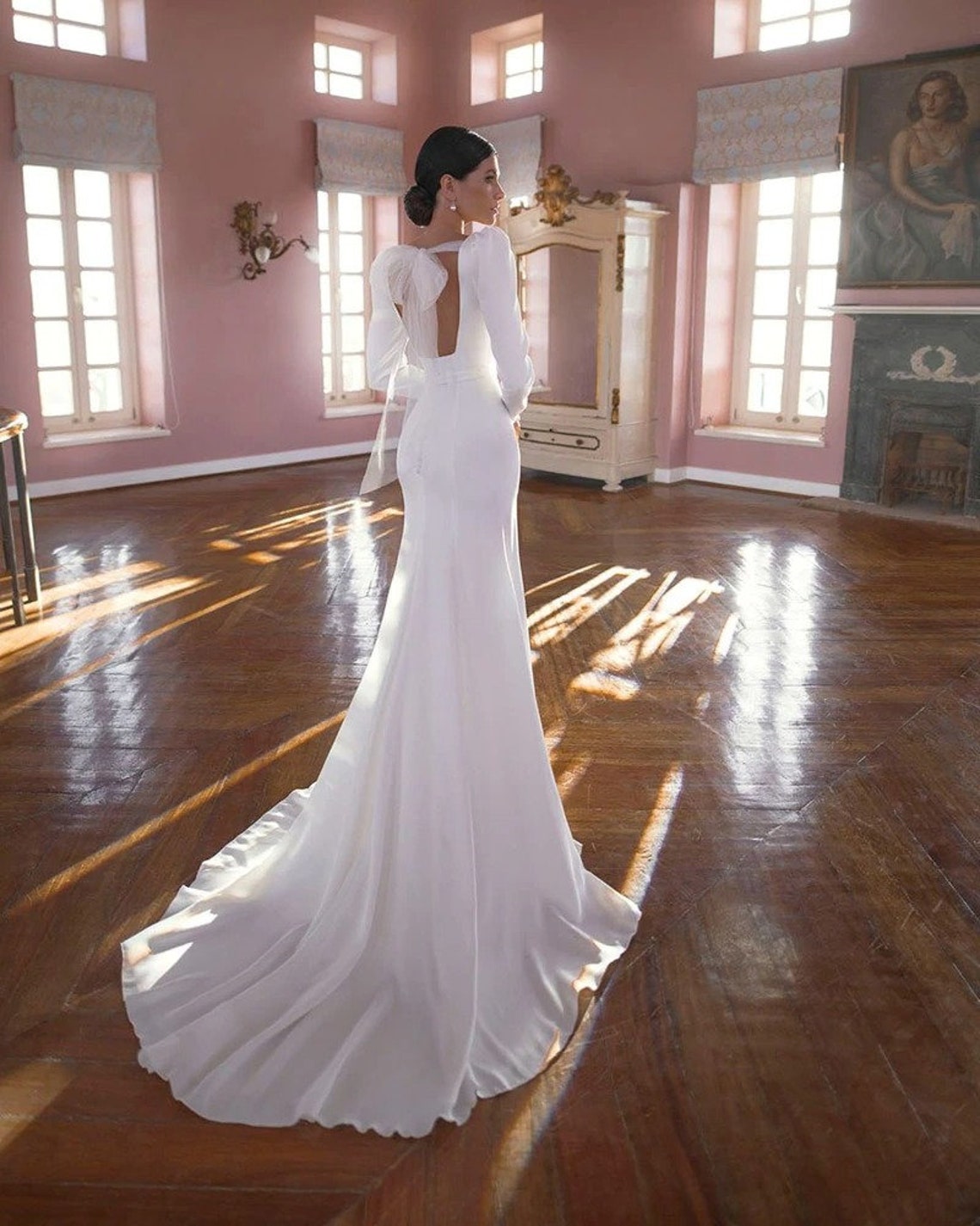Simple Satin Wedding Dress Minimalist Mermaid Bridal Dress - Etsy