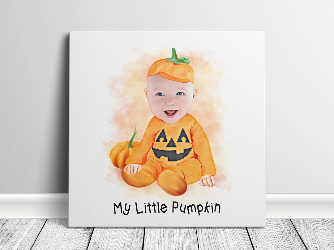 Custom Halloween Baby Portrait, Halloween Gift Idea, Pumpkin Baby ...