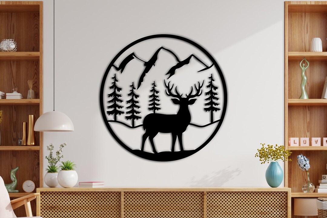 Deer in Forest Wall Art | 3D Wood Decor | Rustic Woodland Scene Sign ...