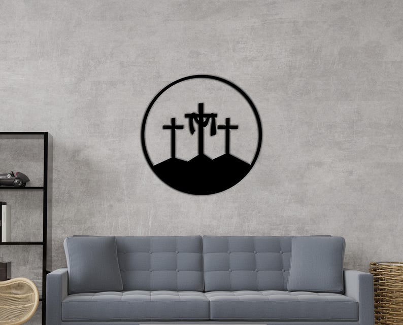 Three Crosses 3D Wood Wall Art | Custom Color | Christian Wall Decor ...