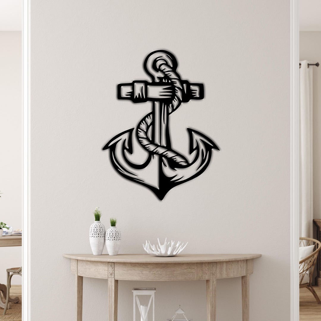 Nautical Anchor Wall Art With Rope Detail | Maritime-themed Home Decor ...
