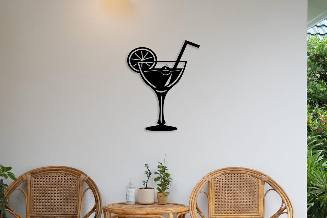 Cocktail Glass Wall Art | Modern Drink Decor | Refreshing Beverage ...