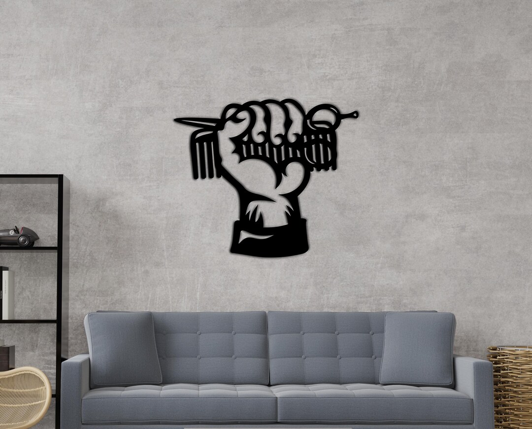 Barber Shop 3D Wood Wall Art Custom Color Hair Salon Decor Clipper and ...