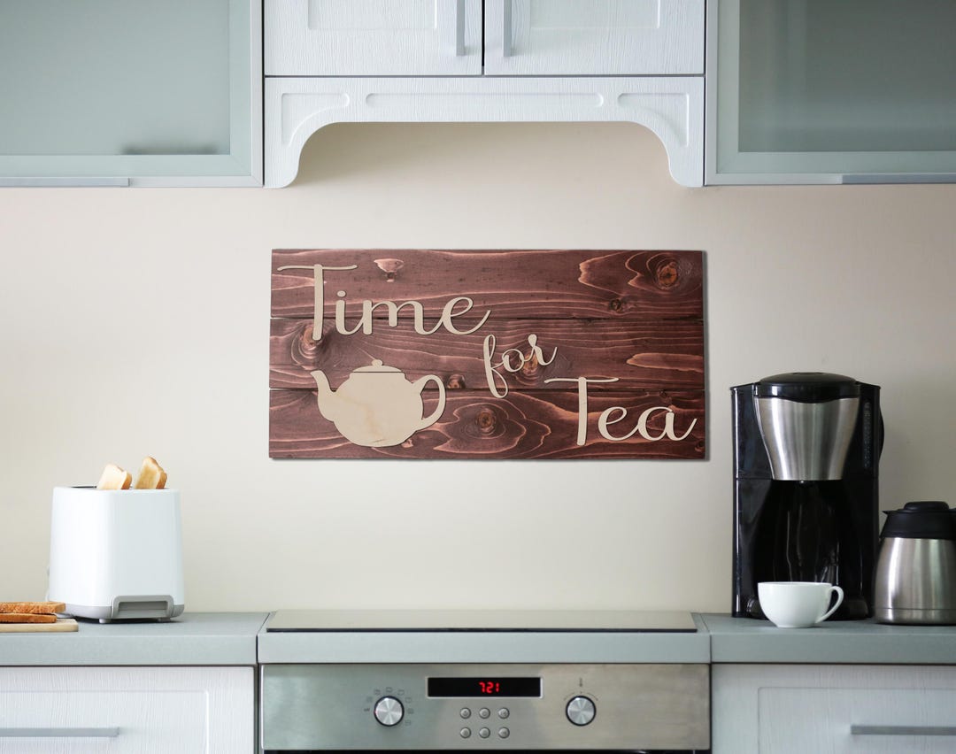 Time for Tea Sign | 3D Raised Wood Pallet Art | Customizable Colors ...