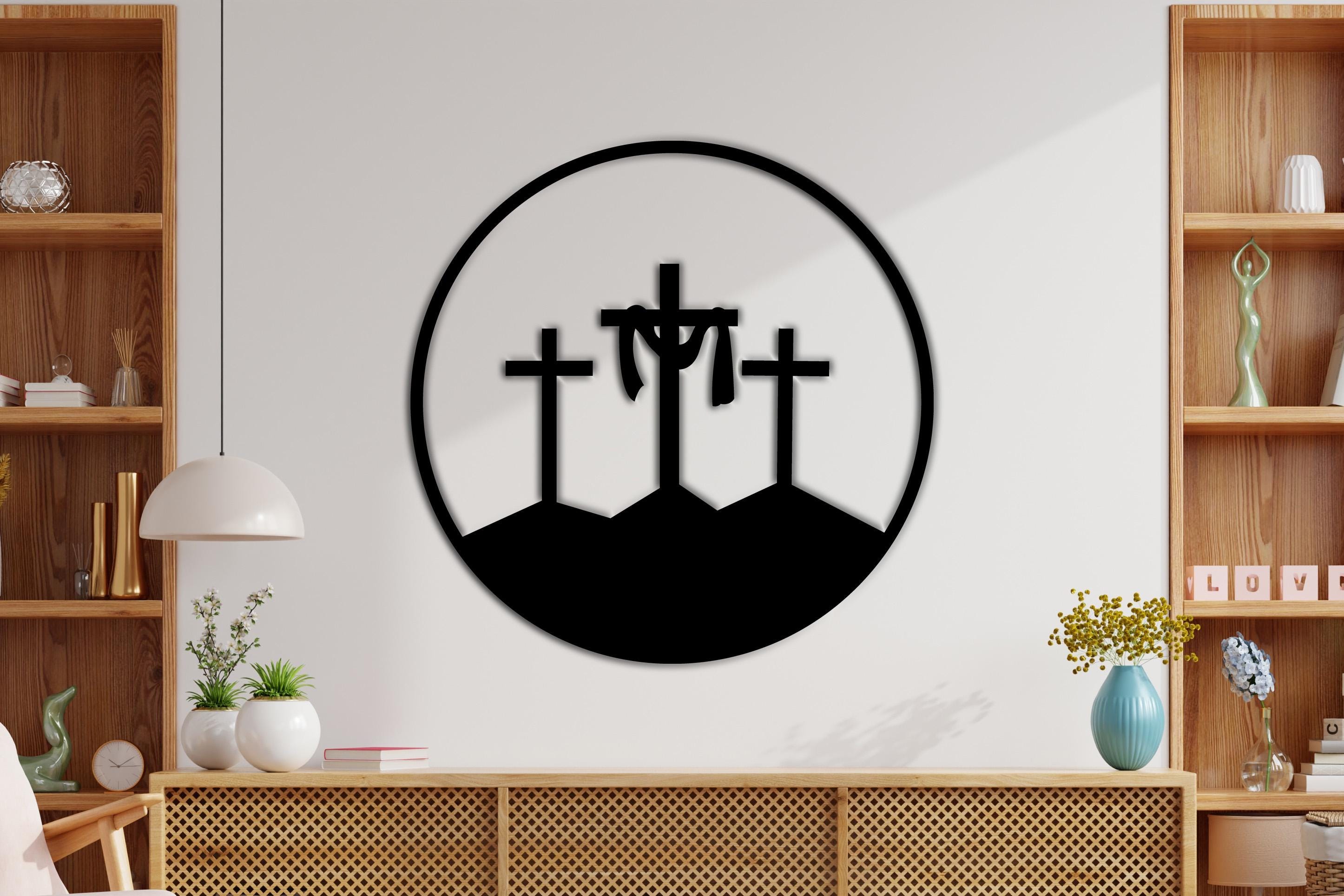 Three Crosses 3D Wood Wall Art | Custom Color | Christian Wall Decor ...