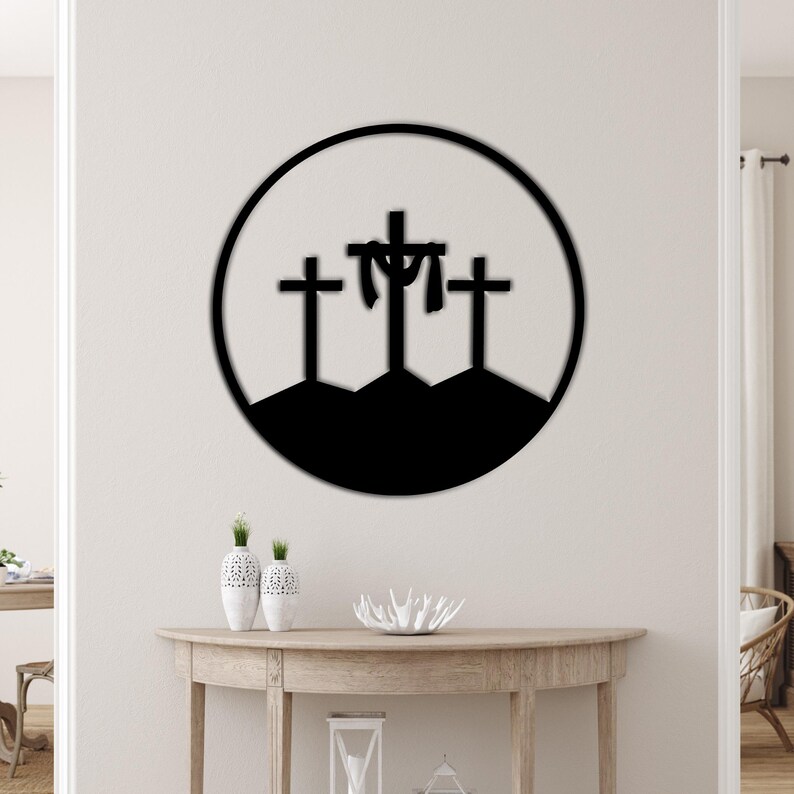 Three Crosses 3D Wood Wall Art | Custom Color | Christian Wall Decor ...