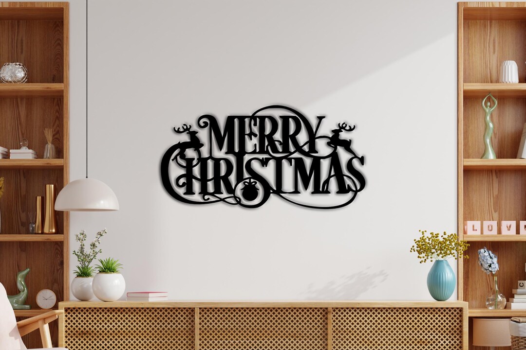 Merry Christmas Wall Decor | Reindeer and Ornament 3D Design | Elegant ...
