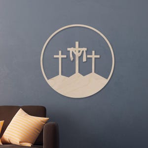 Three Crosses 3D Wood Wall Art | Custom Color | Christian Wall Decor ...