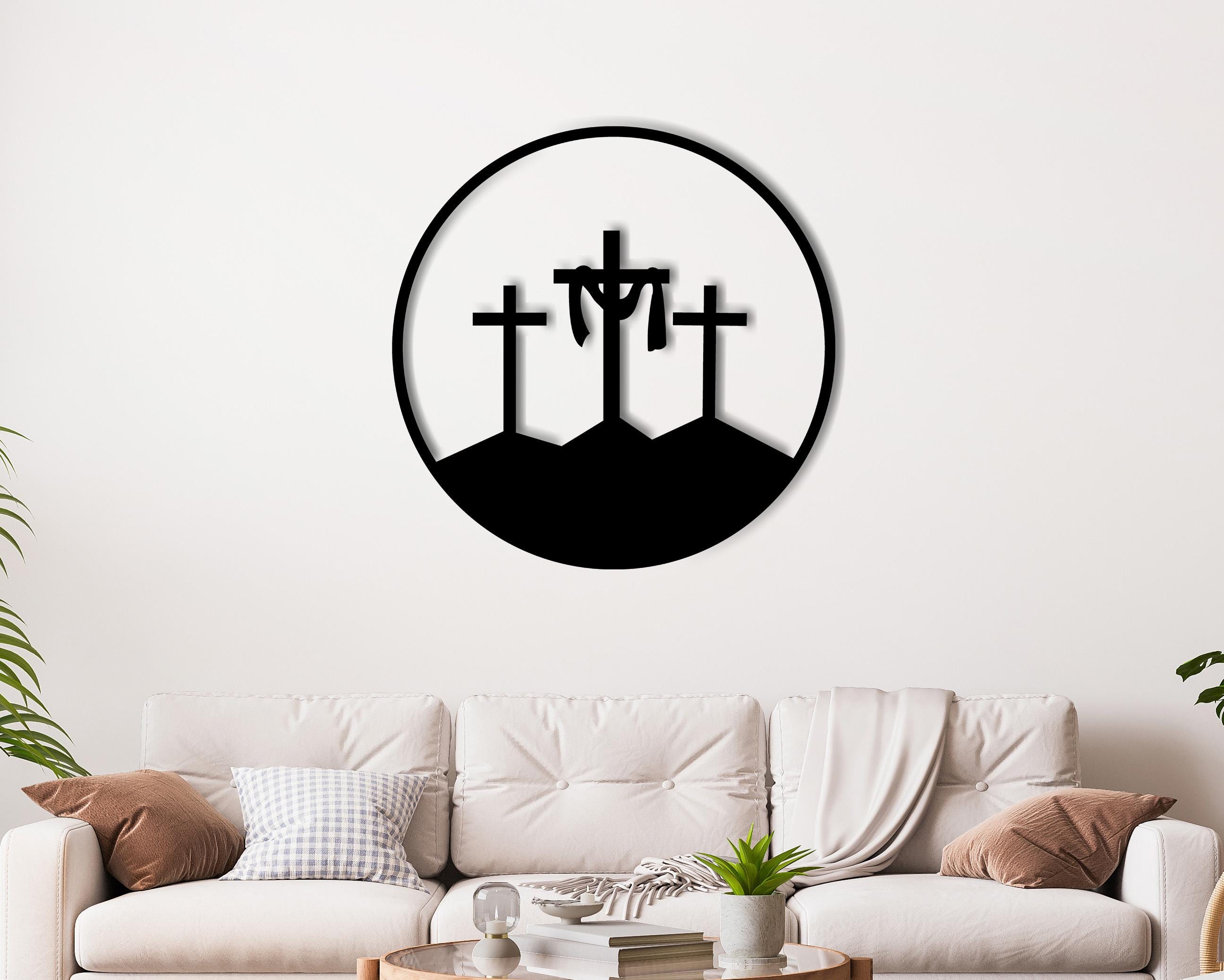 Three Crosses 3D Wood Wall Art | Custom Color | Christian Wall Decor ...