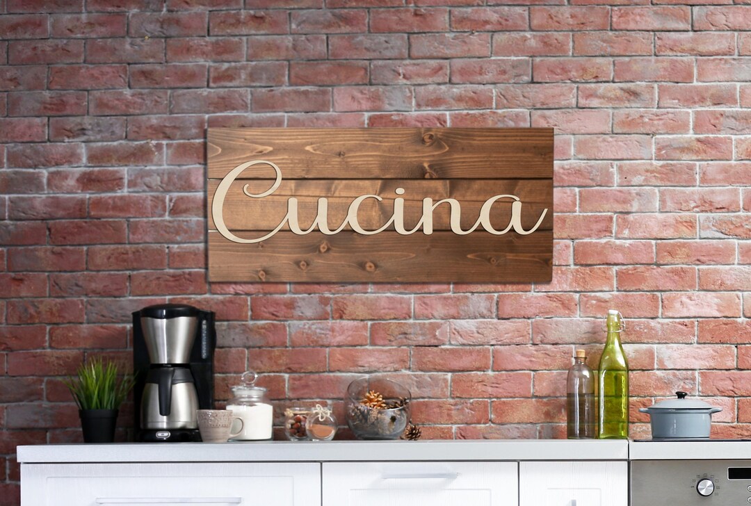Cucina Kitchen Sign | 3D Raised Wood Pallet Art | Customizable Colors ...